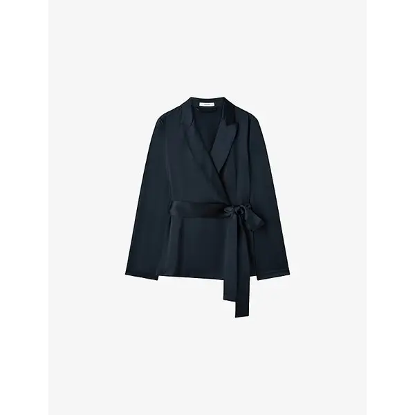 JOSEPH Archer Silk-satin Jacket - Indigo