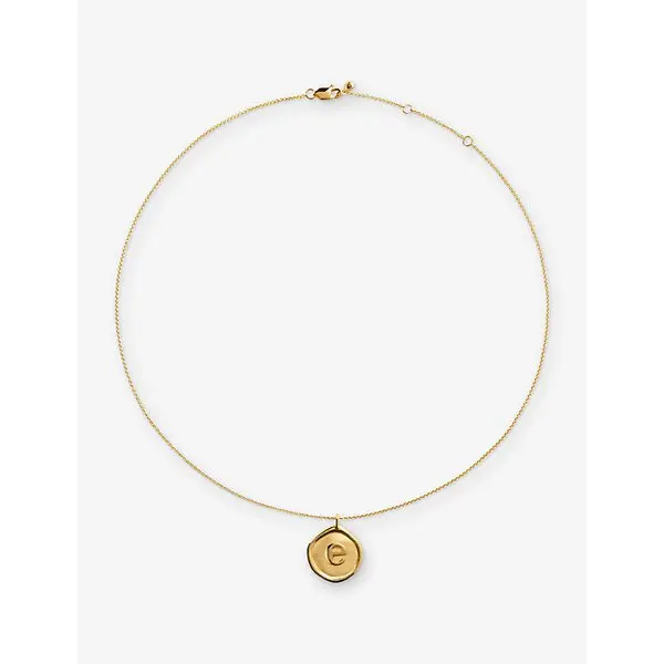 Monica Vinader Initial E Stamp 18ct Yellow Vermeil Necklace - Gold