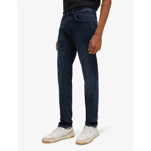 BOSS Slim-fit Straight-leg Stretch-denim Jeans - Navy
