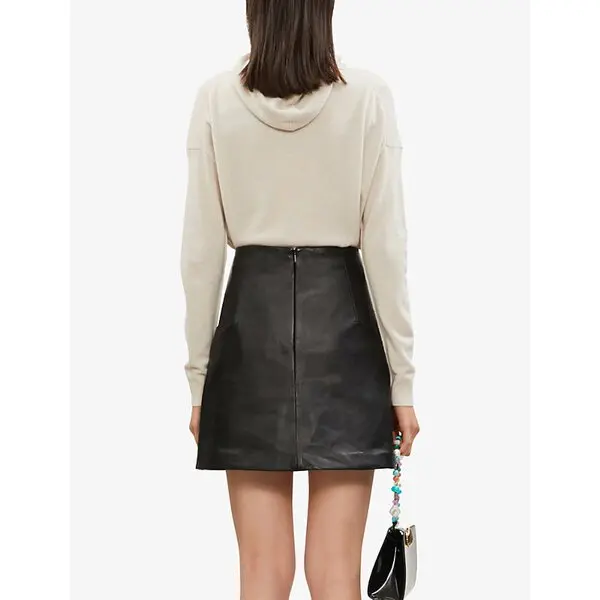 Whistles A-line Leather Mini Skirt