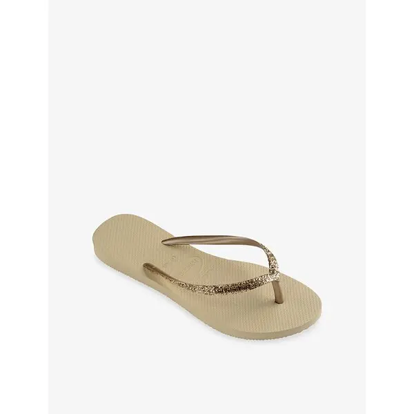 Havaianas Slim Glitter Rubber Flip Flops - Sand Grey