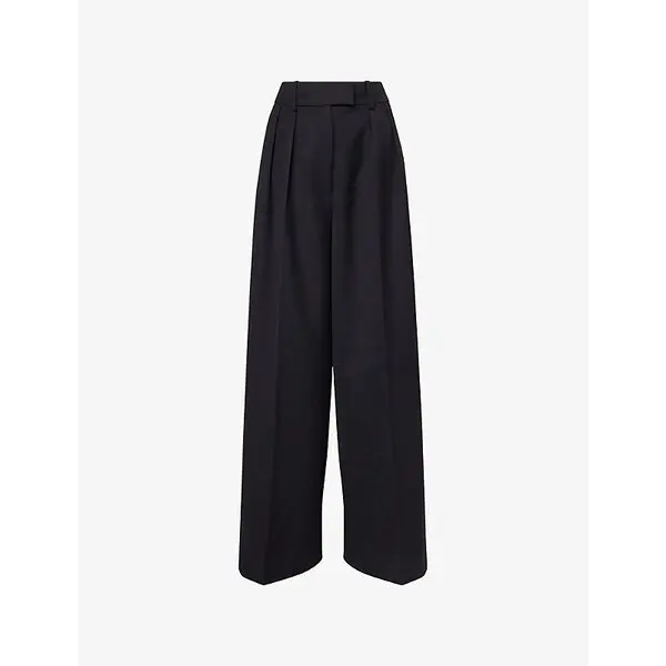 ANINE BING Lou Wide-leg Woven Trousers - Black