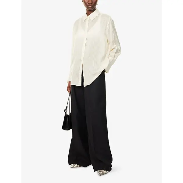 ANINE BING Lou Wide-leg Woven Trousers - Black