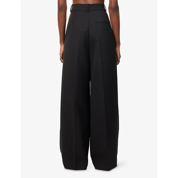ANINE BING Lou Wide-leg Woven Trousers - Black