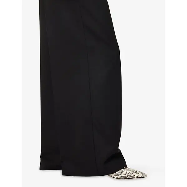 ANINE BING Lou Wide-leg Woven Trousers - Black