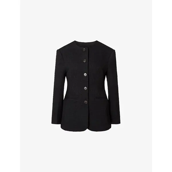 MALINA Carol Fitted Round-neck Wool-blend Blazer