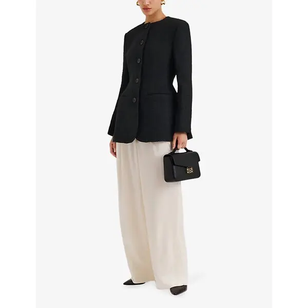 MALINA Carol Fitted Round-neck Wool-blend Blazer