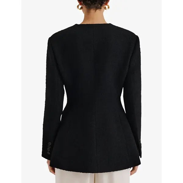MALINA Carol Fitted Round-neck Wool-blend Blazer