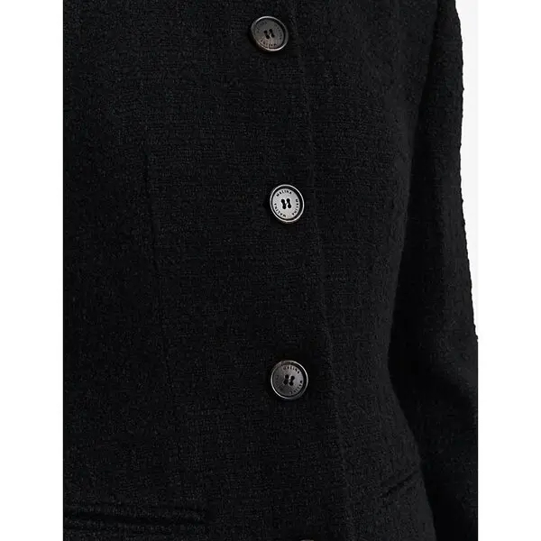 MALINA Carol Fitted Round-neck Wool-blend Blazer