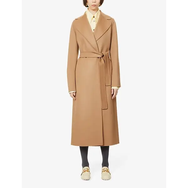 Max Mara Poldo Wrap-over Wool Coat - Camel