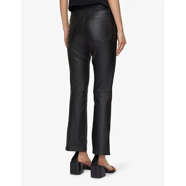 JOSEPH Duke Flared-leg Mid-rise Leather Trousers - Black