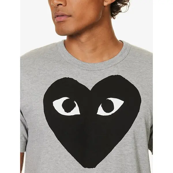 Play Comme Des Garcon Heart-print Cotton-jersey T-shirt - Grey