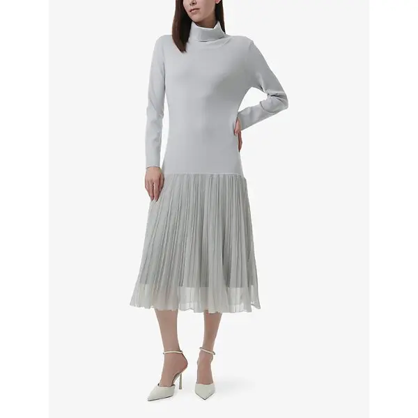 LEEM High Neck Knitted Midi Dress