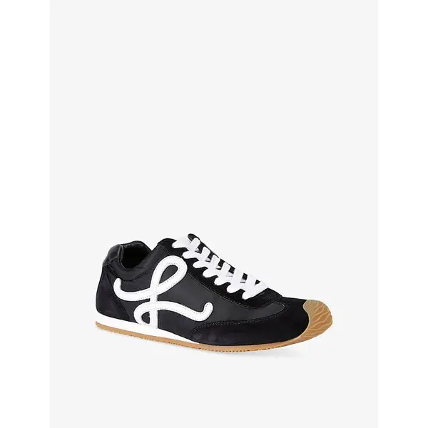 Loewe Ballet Runner 2.0 Suede And Woven Low-top Trainers - Blk/white