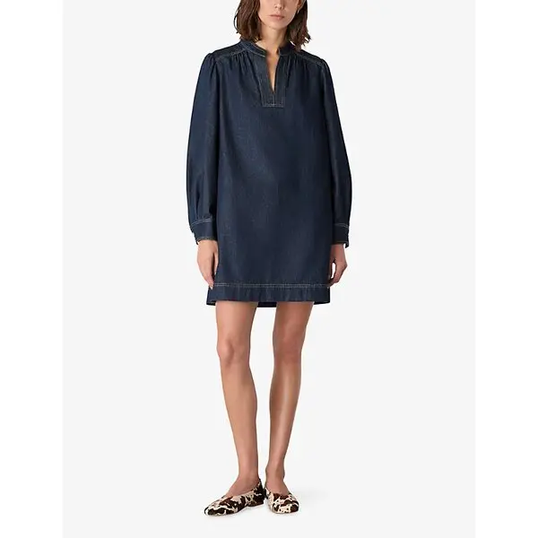 Whistles V-neck Long-sleeve Denim Mini Dress