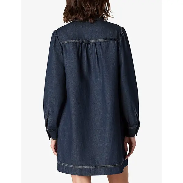Whistles V-neck Long-sleeve Denim Mini Dress
