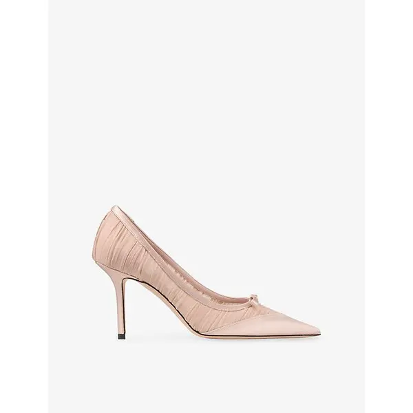 JIMMY CHOO Love 85 Ruched Mesh Satin Pumps