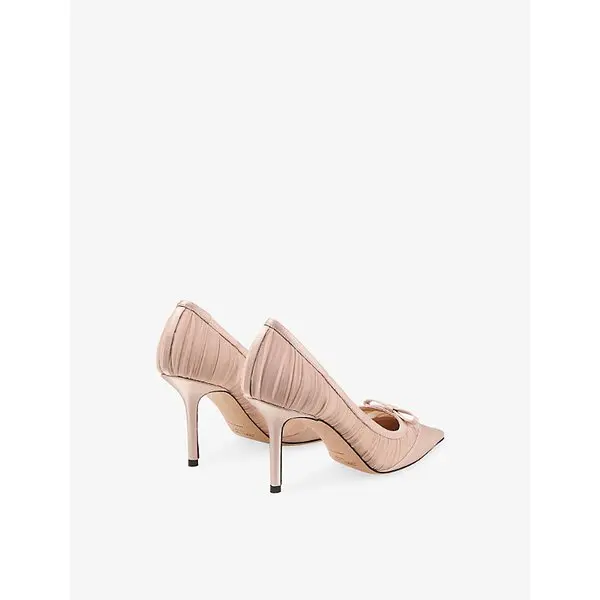 JIMMY CHOO Love 85 Ruched Mesh Satin Pumps