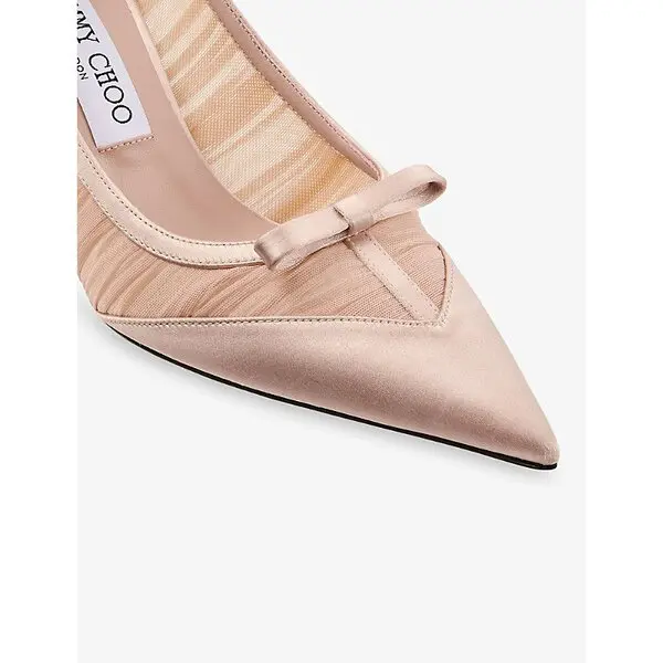 JIMMY CHOO Love 85 Ruched Mesh Satin Pumps
