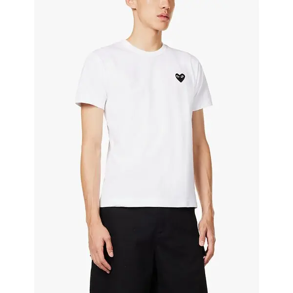 Play Comme Des Garcon Small Black Heart Brand-appliqué Cotton-jersey T-shirt