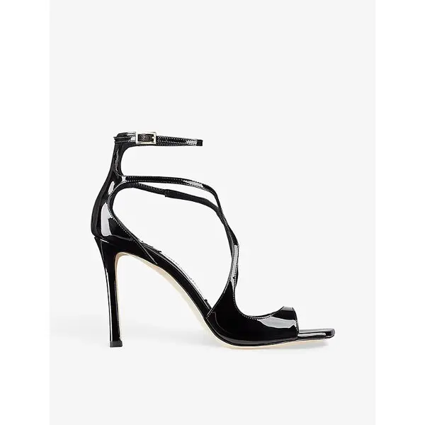 JIMMY CHOO Azia 95 Leather Heeled Sandals - Black