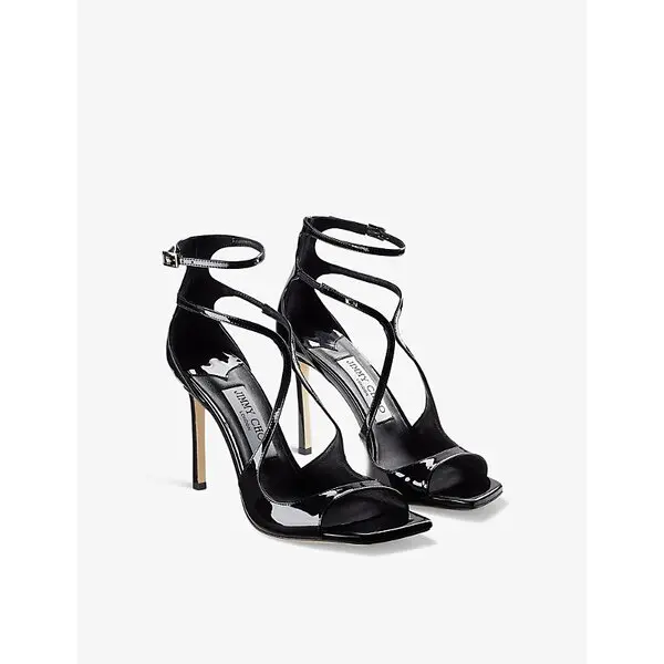 JIMMY CHOO Azia 95 Leather Heeled Sandals - Black