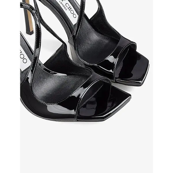 JIMMY CHOO Azia 95 Leather Heeled Sandals - Black
