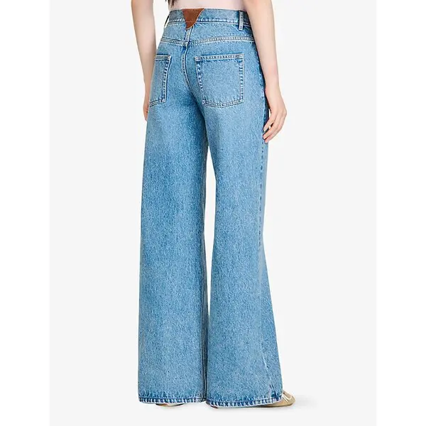 Sandro Wide-leg Faded Denim Jeans