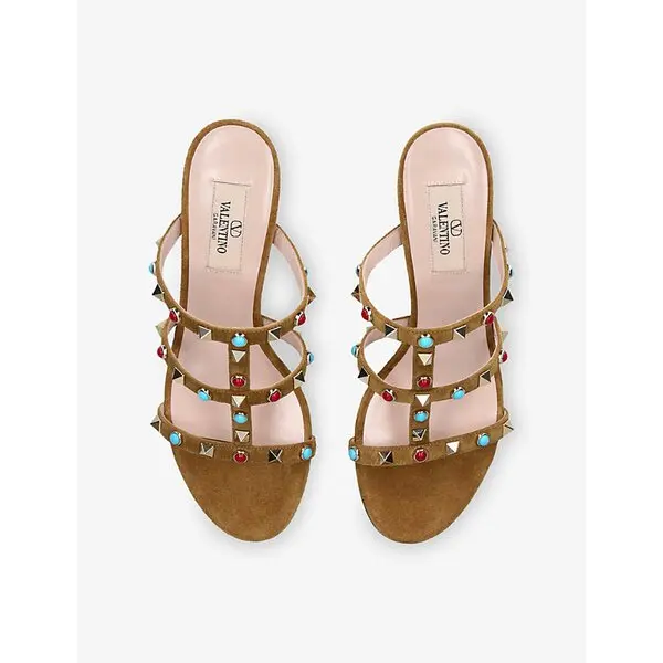 Valentino Garavani Rockstud 60 Suede Heeled Mules - Mult/other