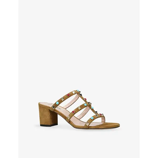 Valentino Garavani Rockstud 60 Suede Heeled Mules - Mult/other