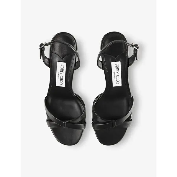 JIMMY CHOO Elsy 70 Leather Heeled Sandals - Black