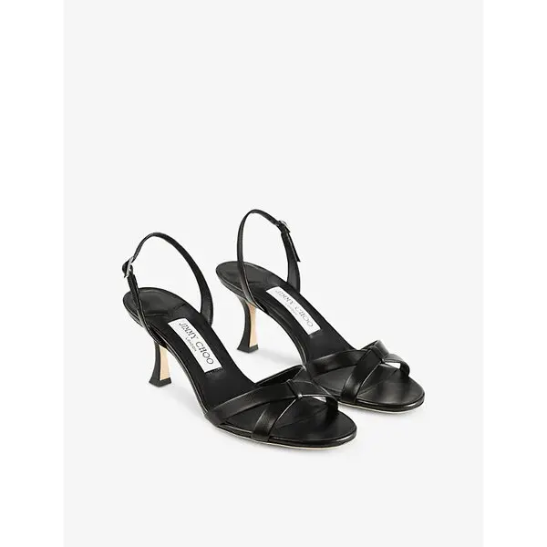 JIMMY CHOO Elsy 70 Leather Heeled Sandals - Black