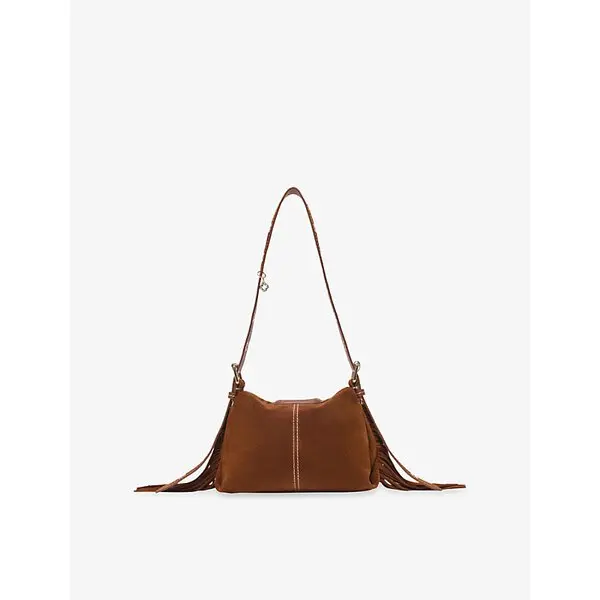 Maje Mini Suede Shoulder Bag - Brown