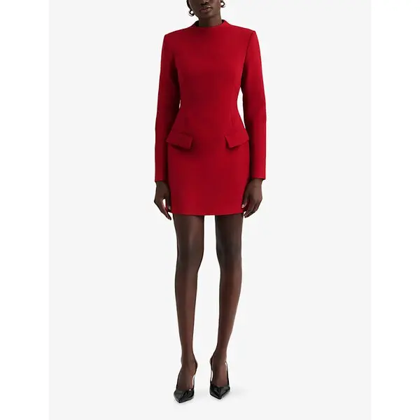 MALINA Leanna High-neck Stretch-knit Mini Dress