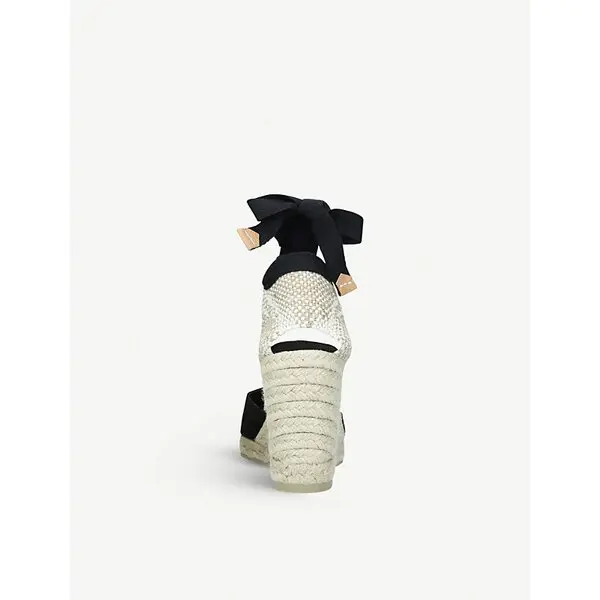 CastaÑer Carina Cotton-canvas Wedge Espadrilles - Black