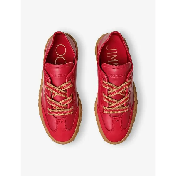 JIMMY CHOO Diamond Light Logo-embossed Leather Low-top Trainers