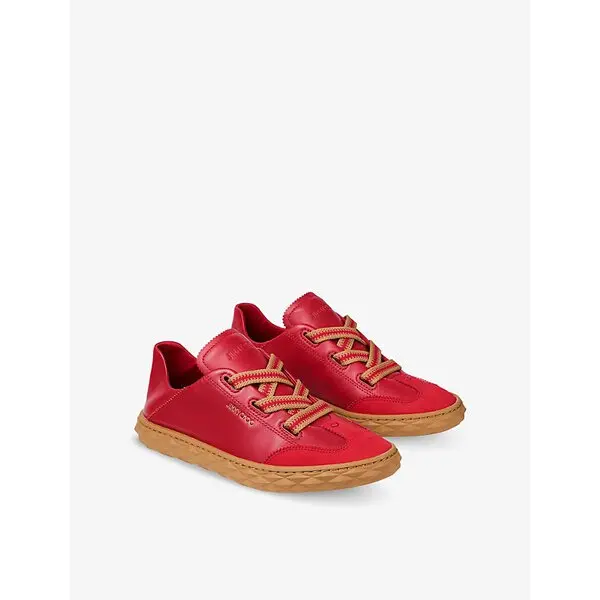 JIMMY CHOO Diamond Light Logo-embossed Leather Low-top Trainers