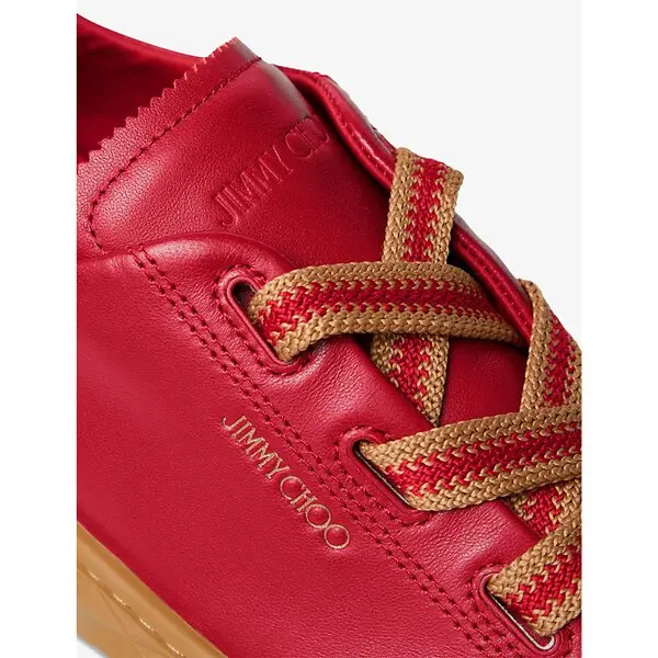 JIMMY CHOO Diamond Light Logo-embossed Leather Low-top Trainers