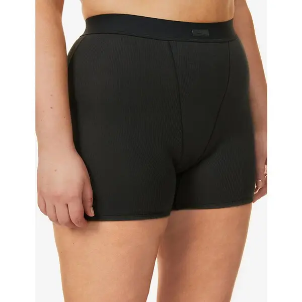 SKIMS High-rise Ribbed Stretch-cotton Boxers
