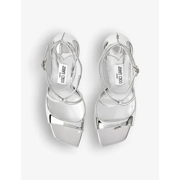 JIMMY CHOO Azia 95 Patent Leather High Heeled Sandals - Silver
