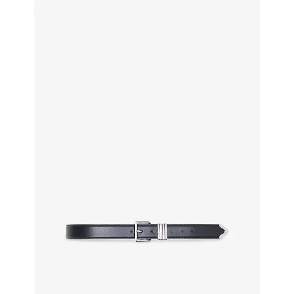Maje Smooth Leather Buckle Belt - Black