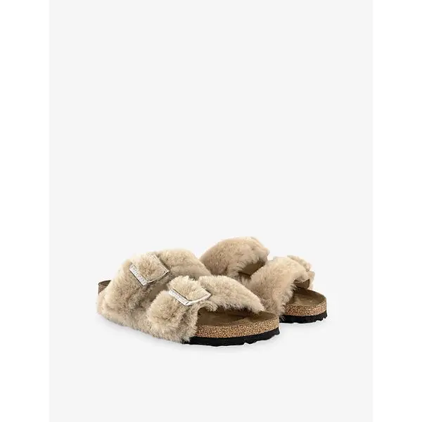 BIRKENSTOCK Arizona Suede And Shearling Sandals - Sandcastle