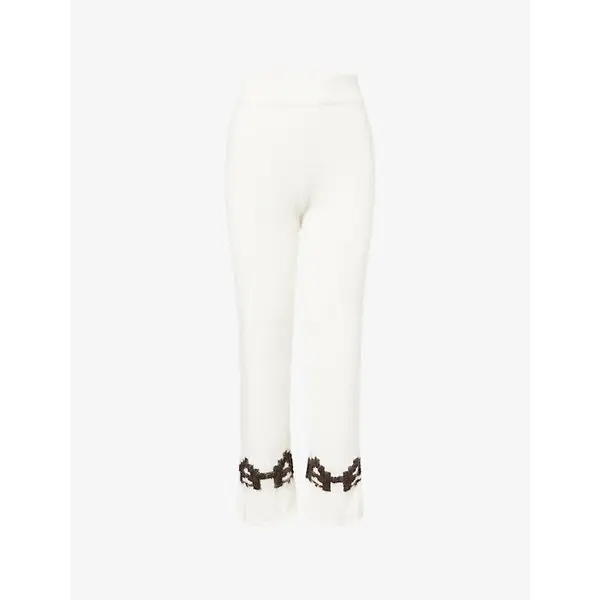 4TH & RECKLESS Fluffy Knit Branded Hem Trousers