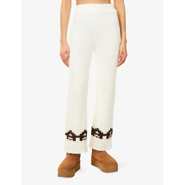 4TH & RECKLESS Fluffy Knit Branded Hem Trousers