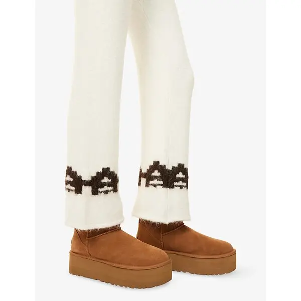 4TH & RECKLESS Fluffy Knit Branded Hem Trousers