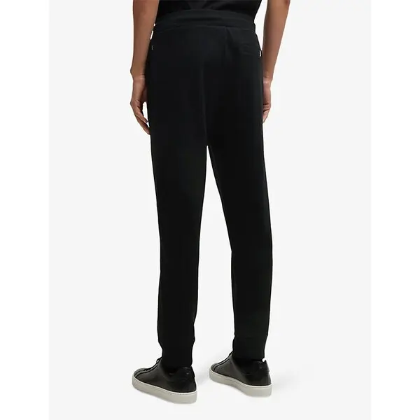 BOSS Drawstring-waist Slim-fit Tapered-leg Cotton-jersey Jogging Bottoms - Black