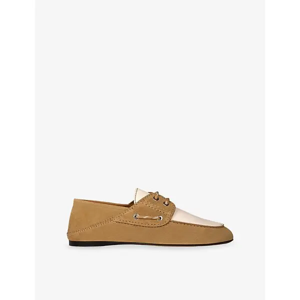 Sandro Lace-up Suede Boat Shoes - Beige
