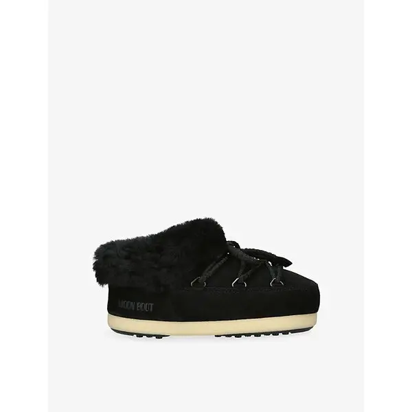 Moon Boot Evx Suede And Shearling Mules - Black/comb