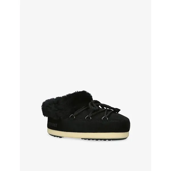 Moon Boot Evx Suede And Shearling Mules - Black/comb