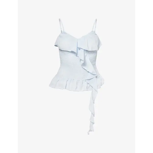 AMY LYNN Ruffle Shirred Chiffon Top